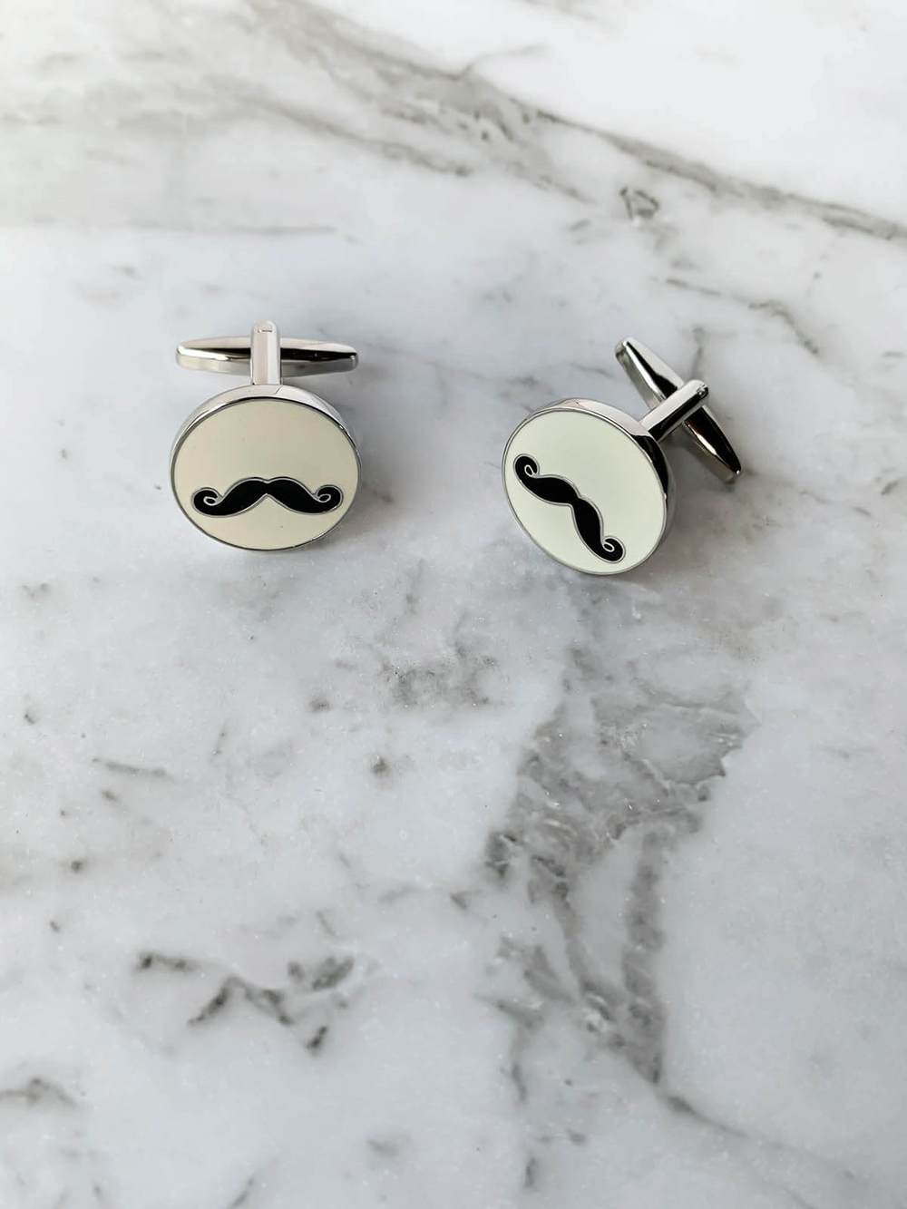 Enamel Moustache Logo Cufflinks – Bowtie & Arrow