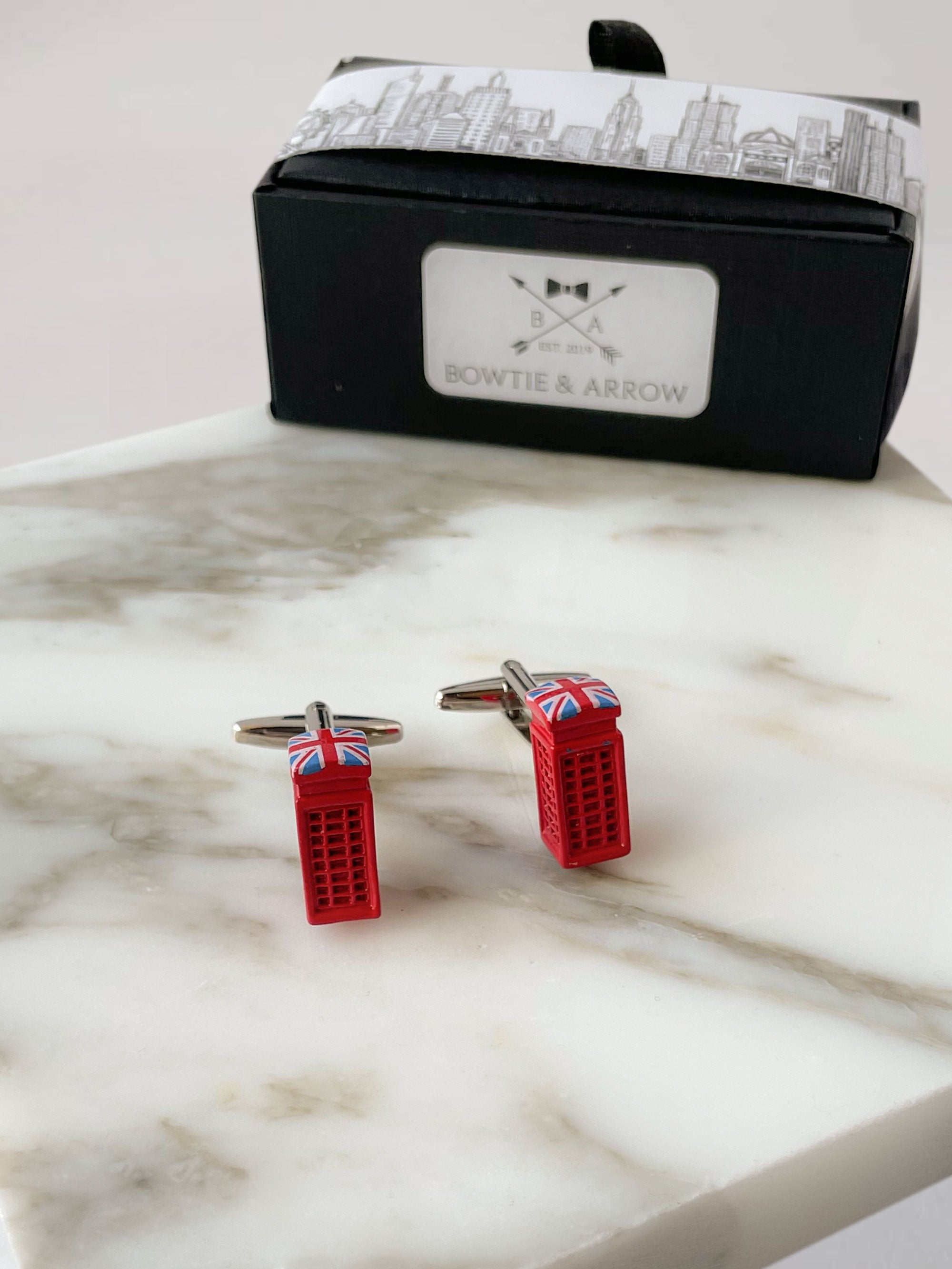 Union Jack Telephone Box Cufflinks – Bowtie & Arrow